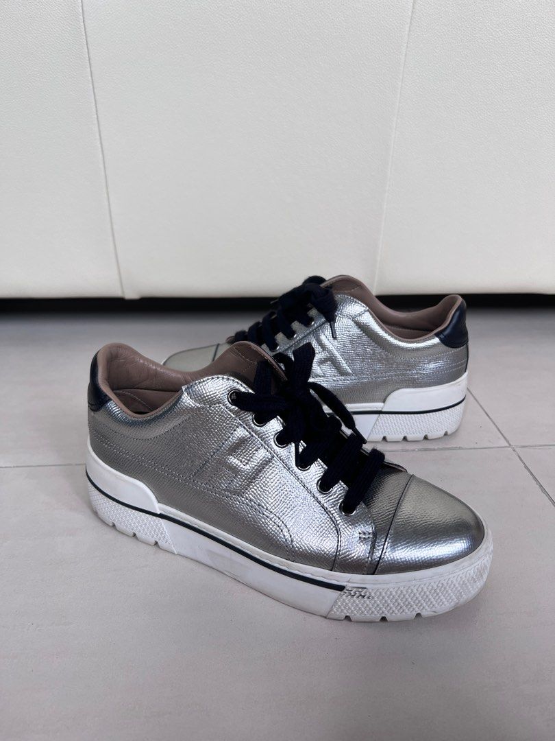 HERMES SILVER PLATFORM SNEAKERS, Luxury, Sneakers & Footwear on Carousell