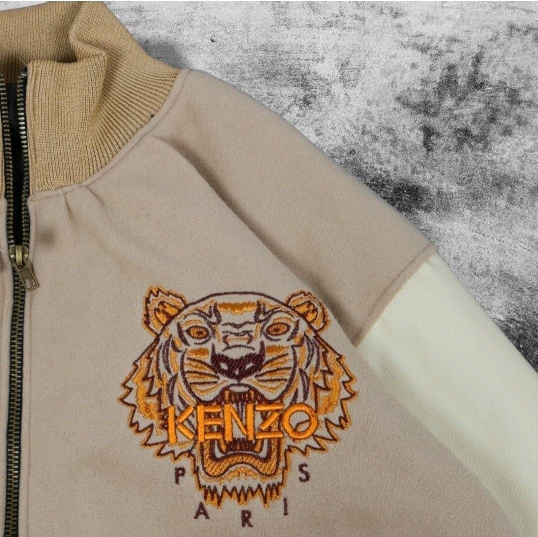 Jaket Varsity Kenzo Tiger Head Coklat Cream, Fesyen Pria, Pakaian , Baju Luaran di Carousell