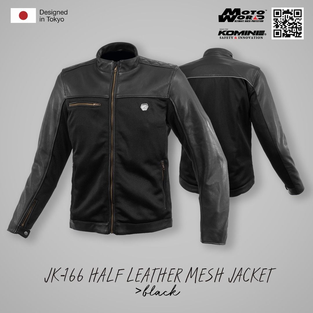 Komine JK-166 Half Leather Motorcycle Mesh Riding Jacket, Motorcycles, Motorcycle Apparel on ...