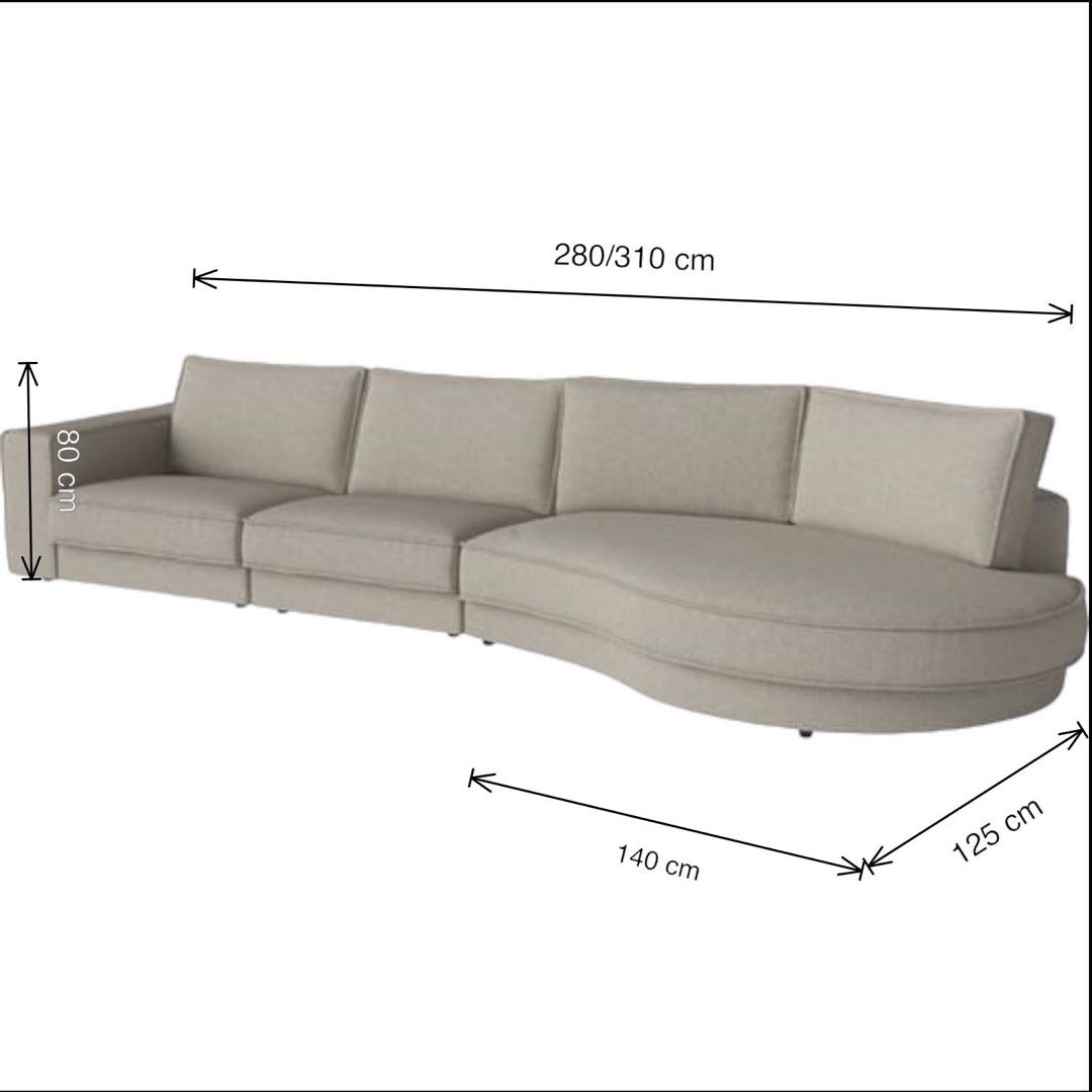 Length 160cm Lora Designer Round Curve Chaise Sofa Available in High ...
