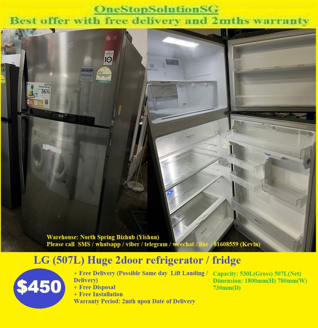 LG (507L) Huge 2door refrigerator / fridge ($450 + Free Delivery & 2mths warranty), TV & Home ...
