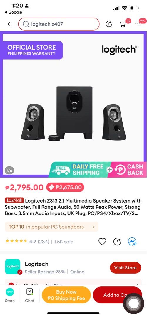 Logitech Multimedia Speaker System With Subwoofer Audio Soundbars