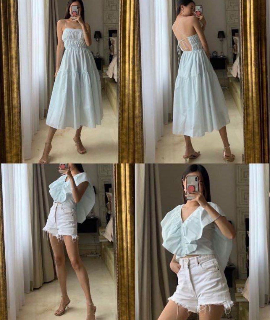 Love and flair light blue x Noi Aswari, Fesyen Wanita, Pakaian Wanita ...