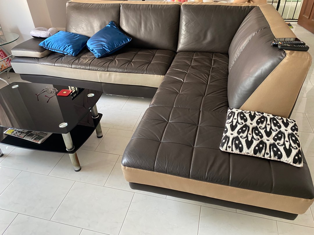L-shaped PVC Sofa, Furniture & Home Living, Furniture, Sofas on Carousell