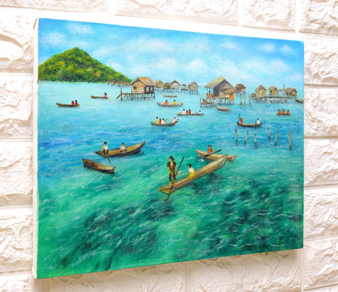 Lukisan Kanvas Acrylic 100% Asli 30x40- Go! Go! Bajo!, Desain & Kerajinan Tangan, Karya Seni di ...