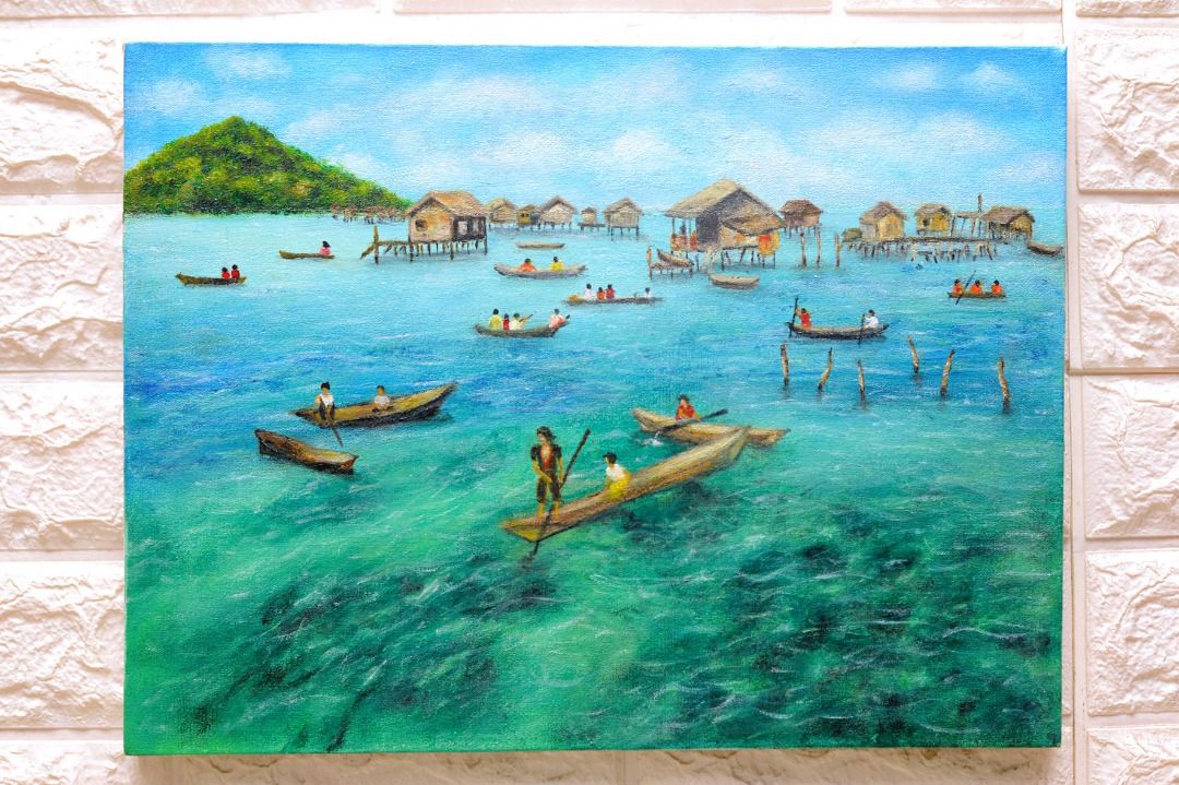 Lukisan Kanvas Acrylic 100% Asli 30x40- Go! Go! Bajo!, Desain & Kerajinan Tangan, Karya Seni di ...