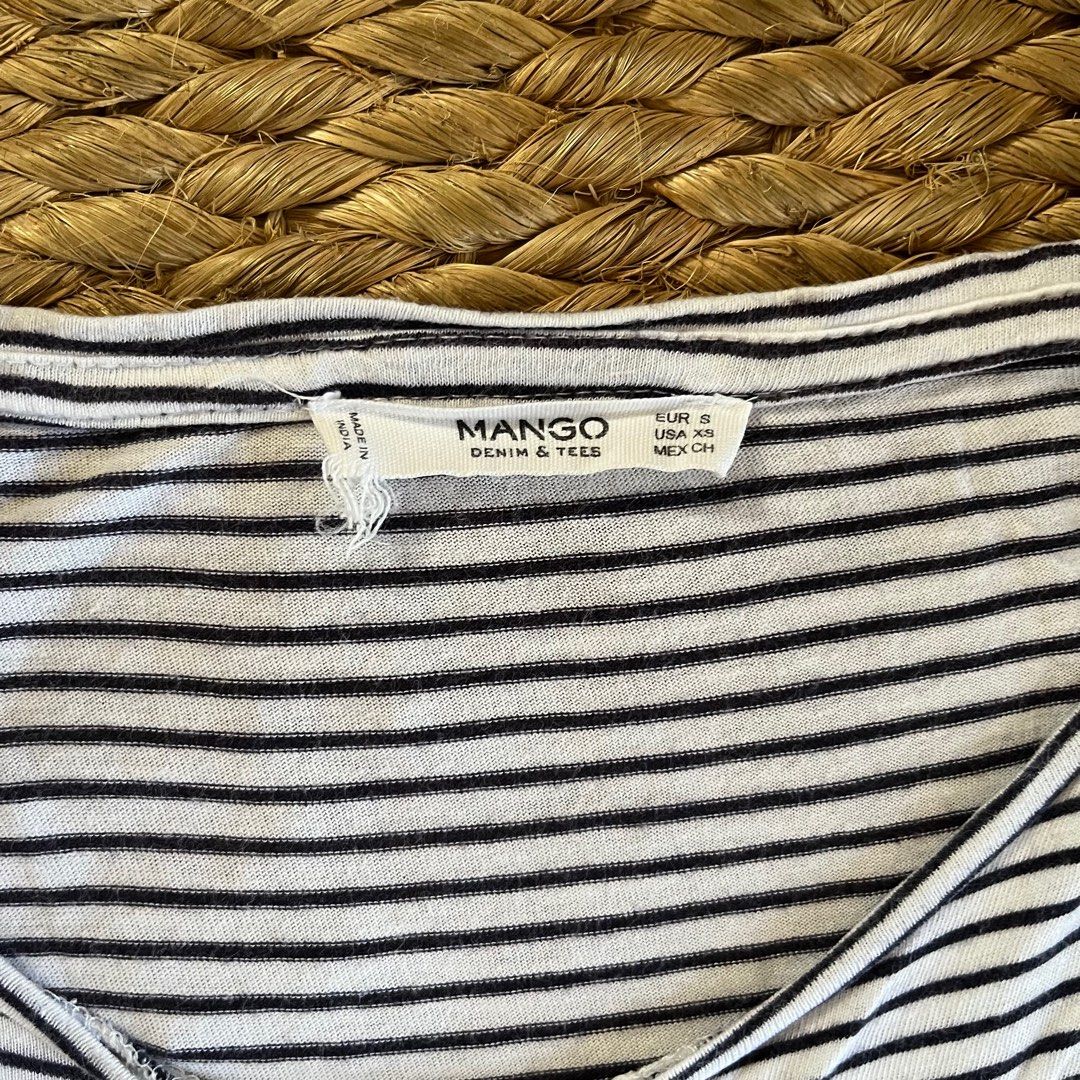 Mango Black and White Stripes Shirt on Carousell