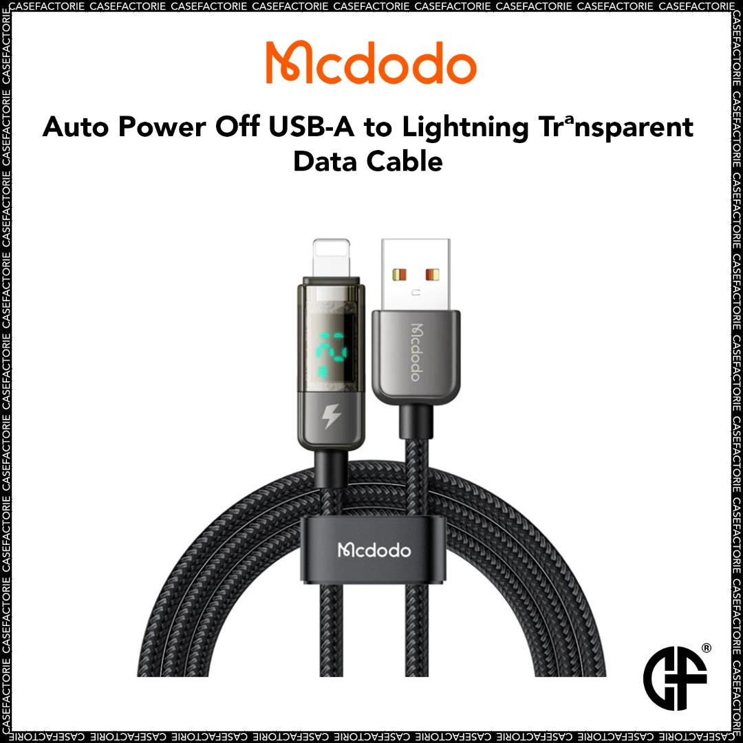 Mcdodo Auto Power Off USB-A to Lightning Transparent Data Cable, Mobile ...