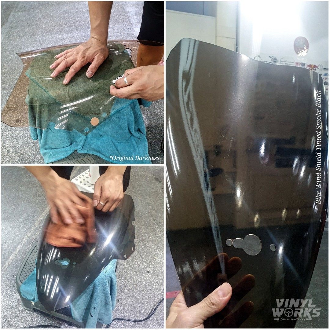 Motor Bike Wind Shield Tinted with Smoke Black Sticker Film, Car ...