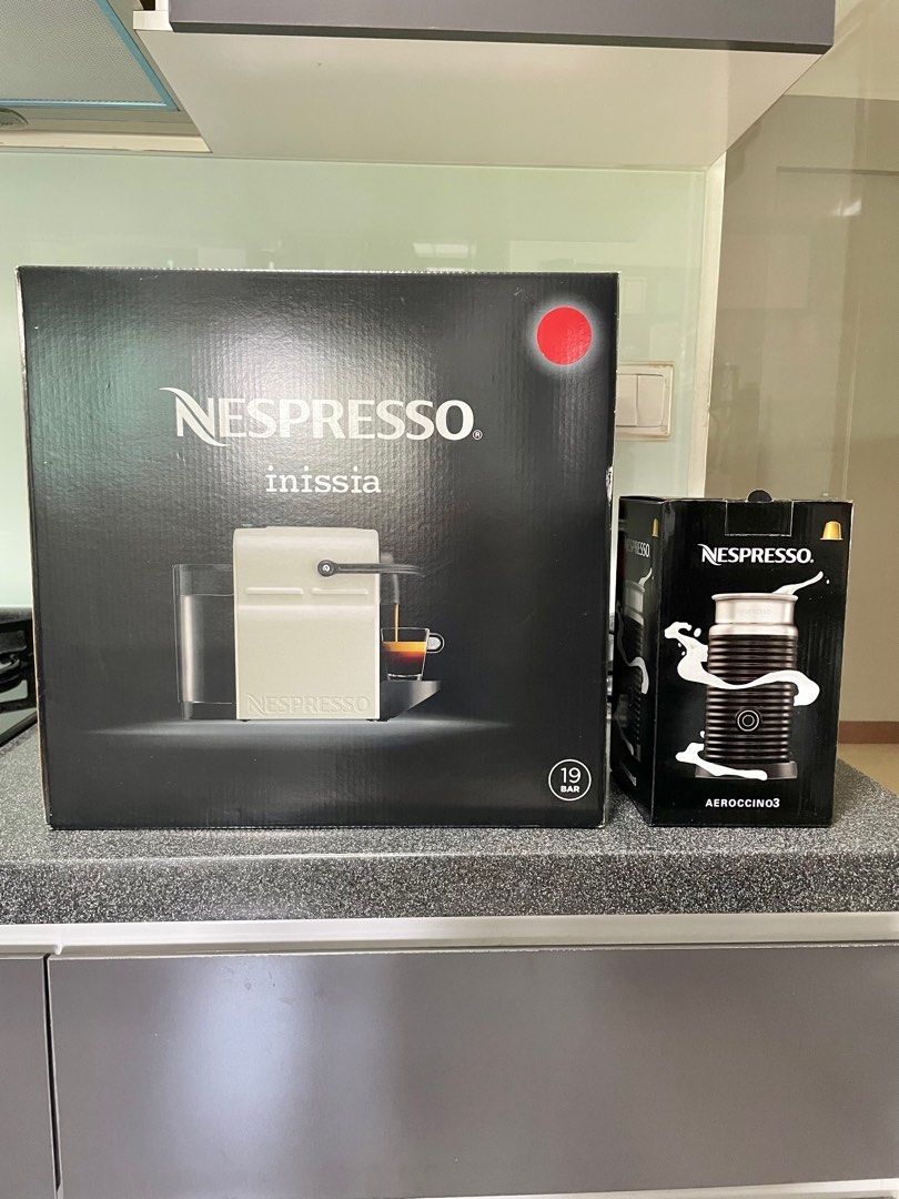 Nespresso Coffee Machine + Milk Frother Aeroccino3 (Model Inissia), TV & Home Appliances ...
