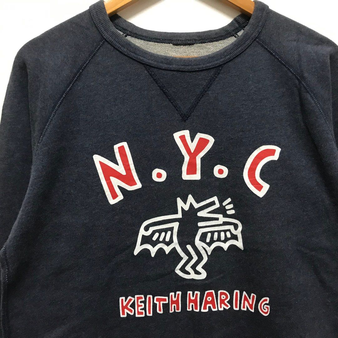 New York City Keith Haring Sweatshirt Big Spellout Logo, Men's Fashion ...