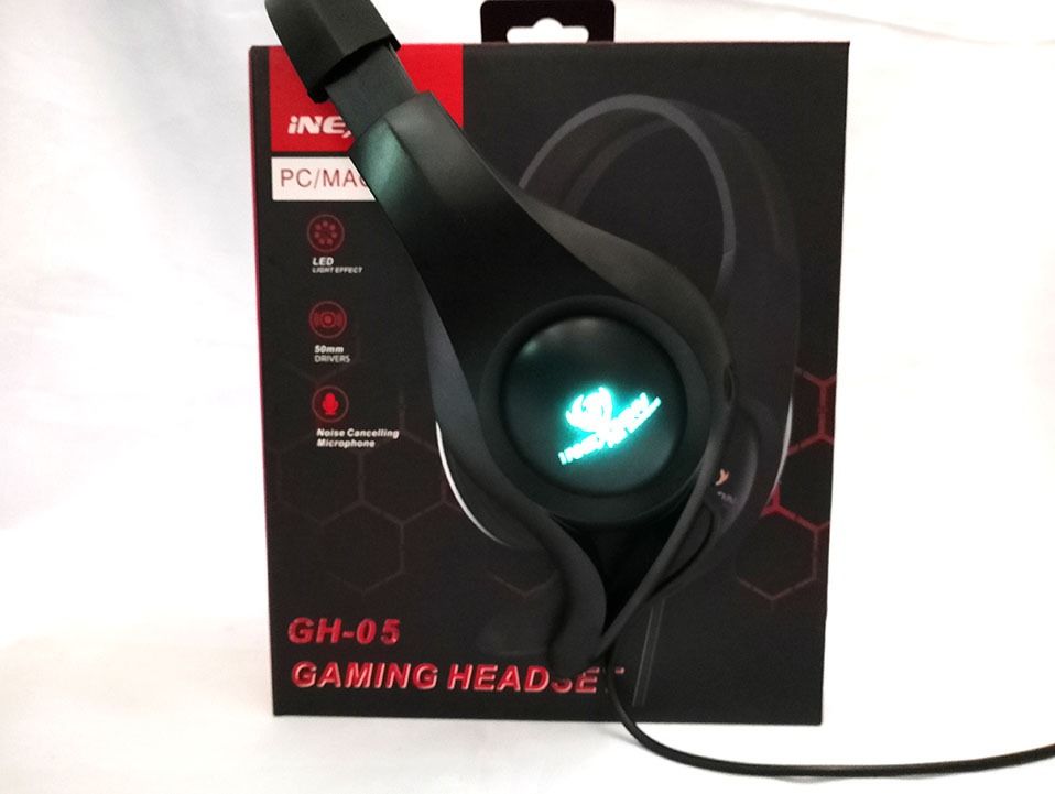 NEXION GH-05 GAMING HEADSET LED LIGHT, 2-meter CABLE USB WIRED with MICROPHONE and AUDIO, BLACK ...