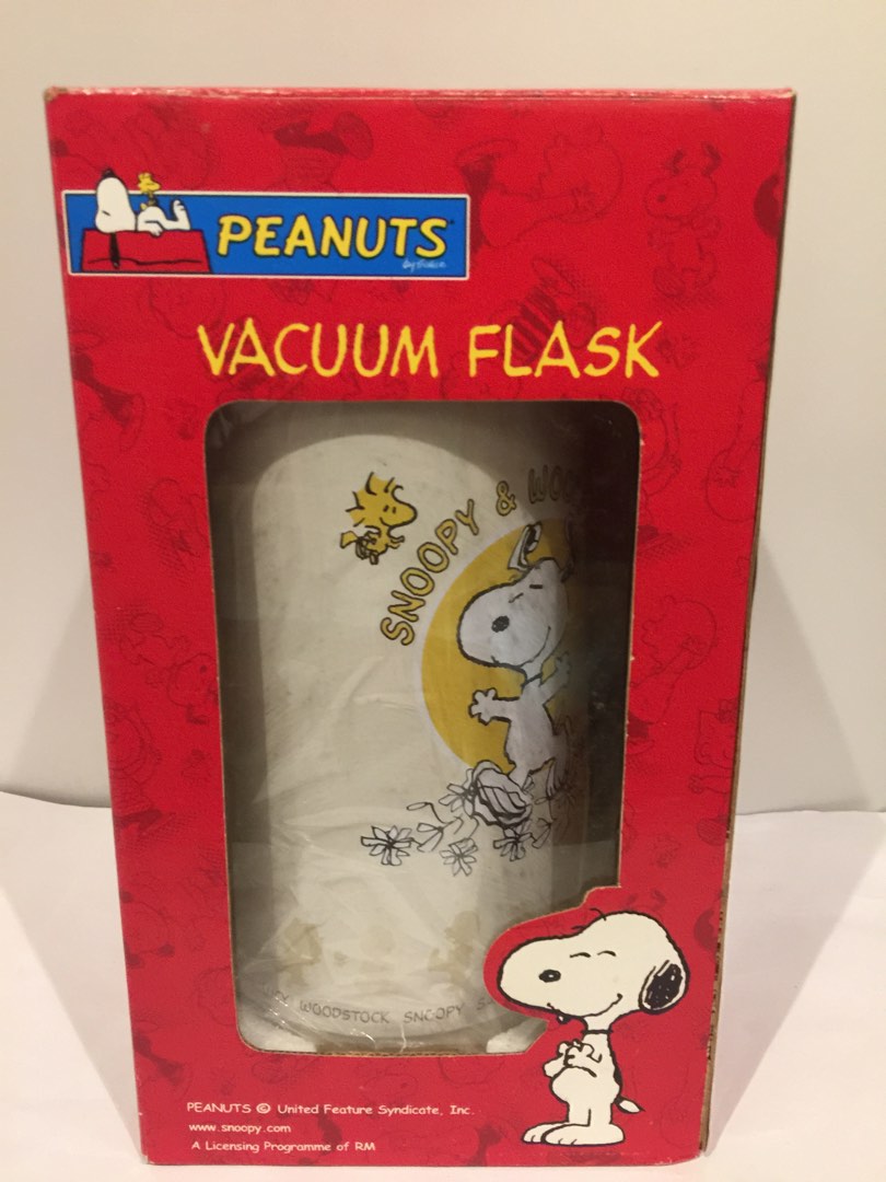 Peanuts Vacuum Flask Snoopy & Woodstock, 傢俬＆家居, 廚具和餐具, 廚水杯、水壺 - Carousell