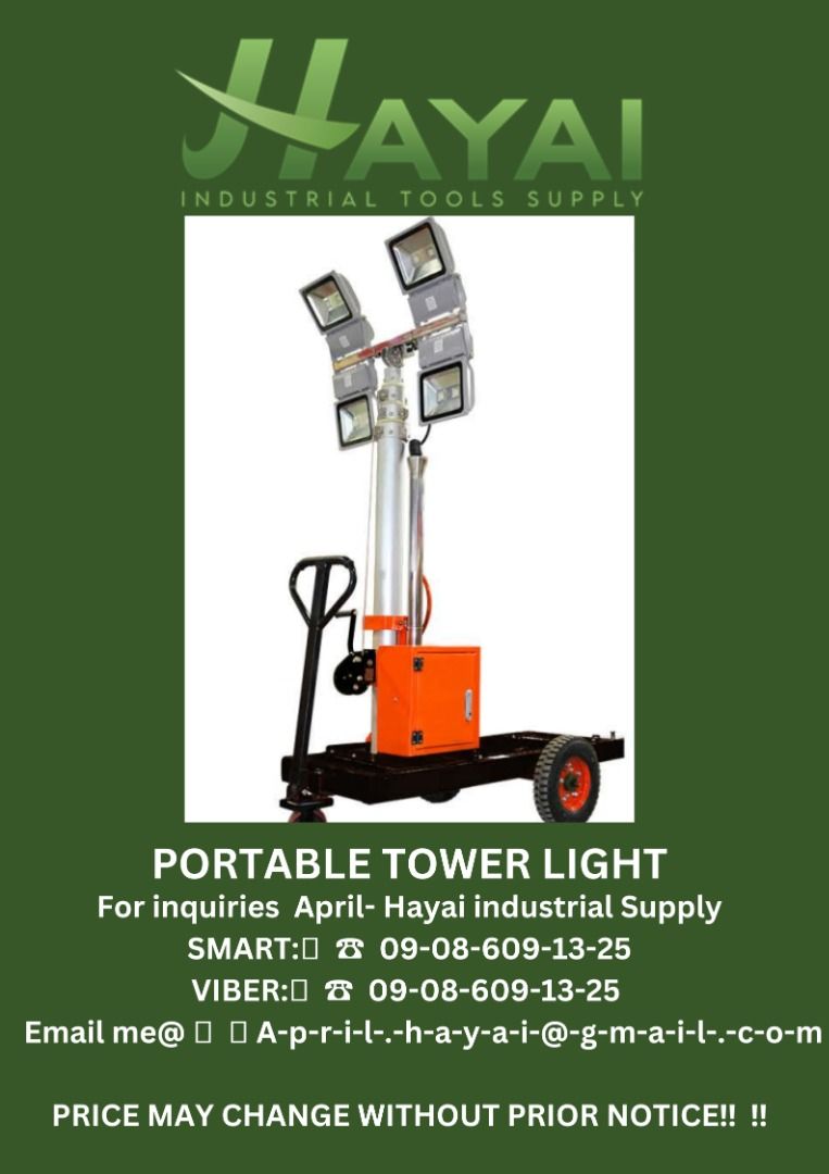 Portable tower light, Commercial & Industrial, Construction Tools ...