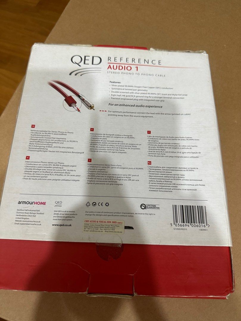 QED Reference Audio 1 RCA Interconnect 1m, Audio, Other Audio Equipment on Carousell