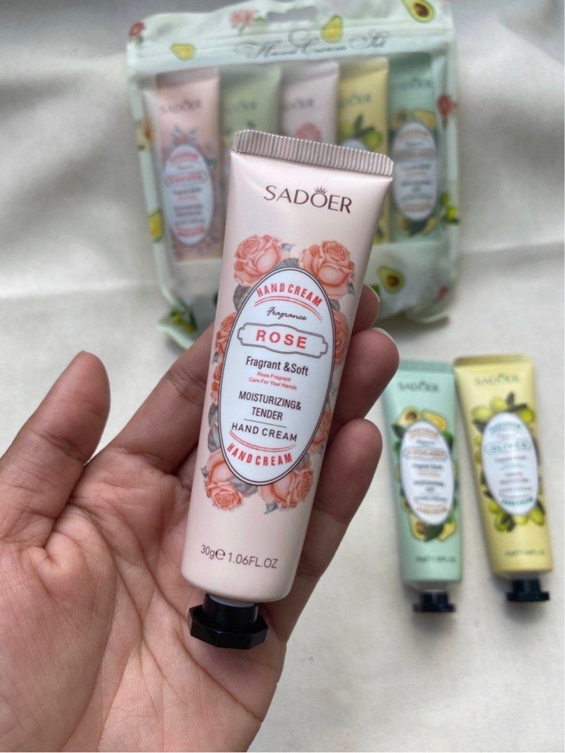 Sadoer Flower and Fruit Hand Cream Set Hand Lotion Fragrant Sakura Chamomile Rose Avocado Olives ...
