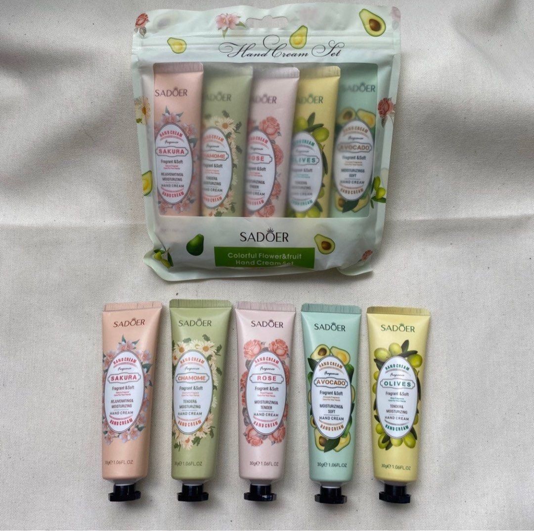 Sadoer Flower and Fruit Hand Cream Set Hand Lotion Fragrant Sakura Chamomile Rose Avocado Olives ...