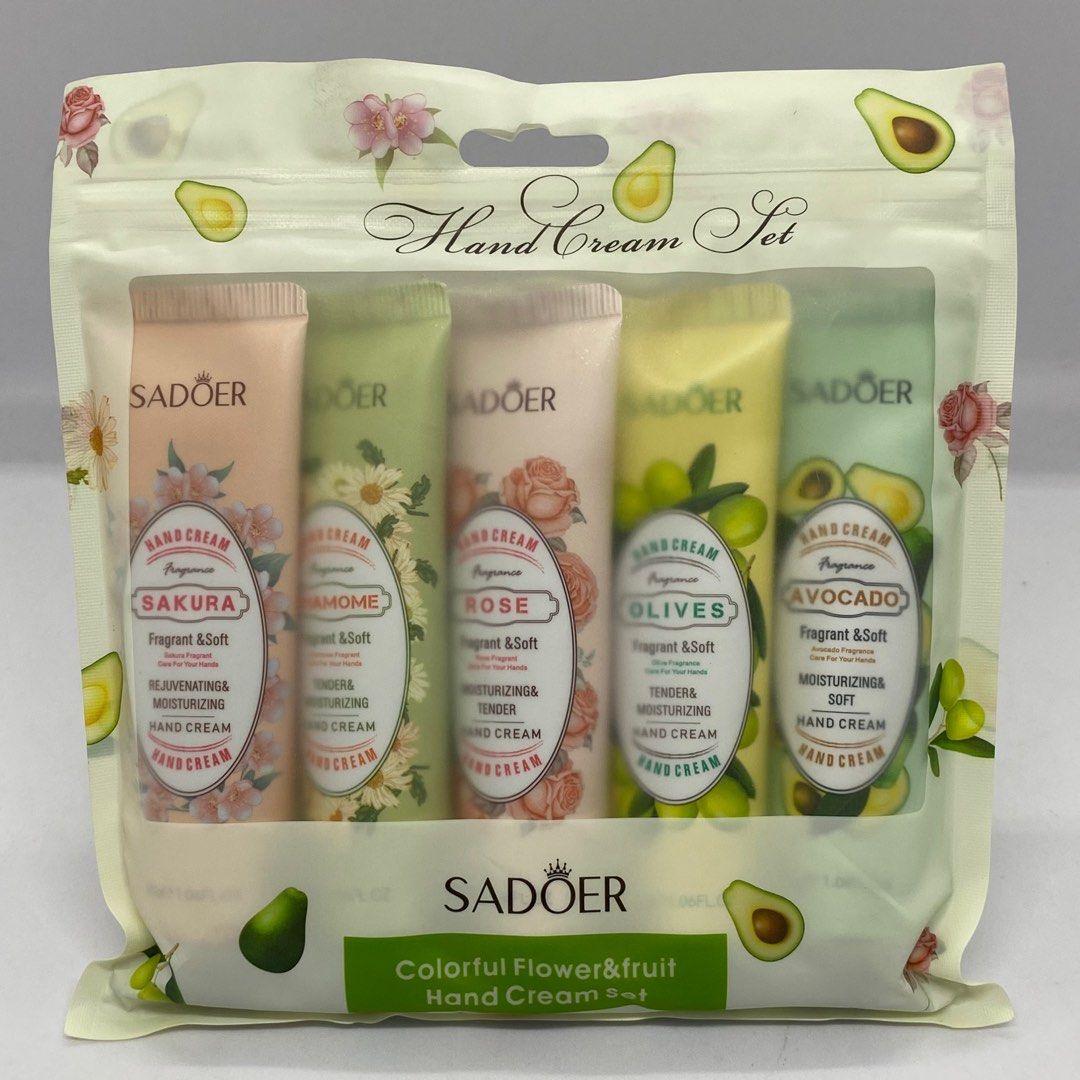 Sadoer Flower and Fruit Hand Cream Set Hand Lotion Fragrant Sakura Chamomile Rose Avocado Olives ...