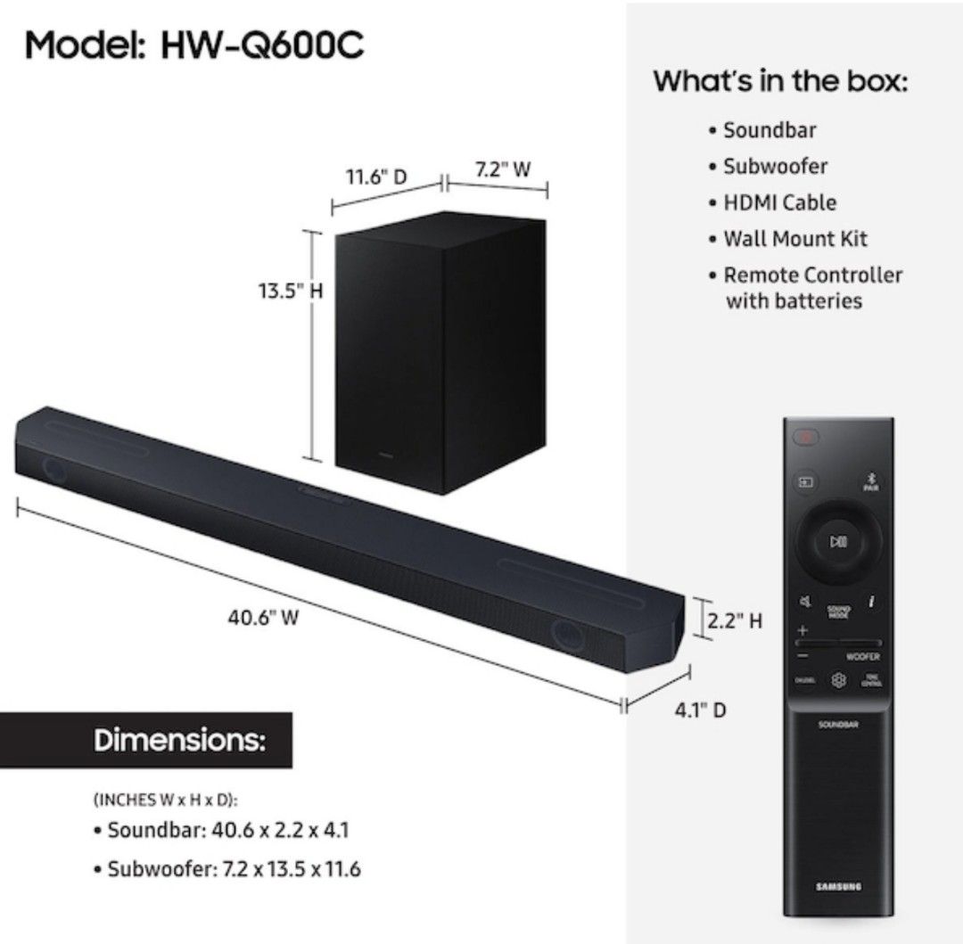 Samsung Soundbar HW-Q600C (2023), Audio, Soundbars, Speakers ...