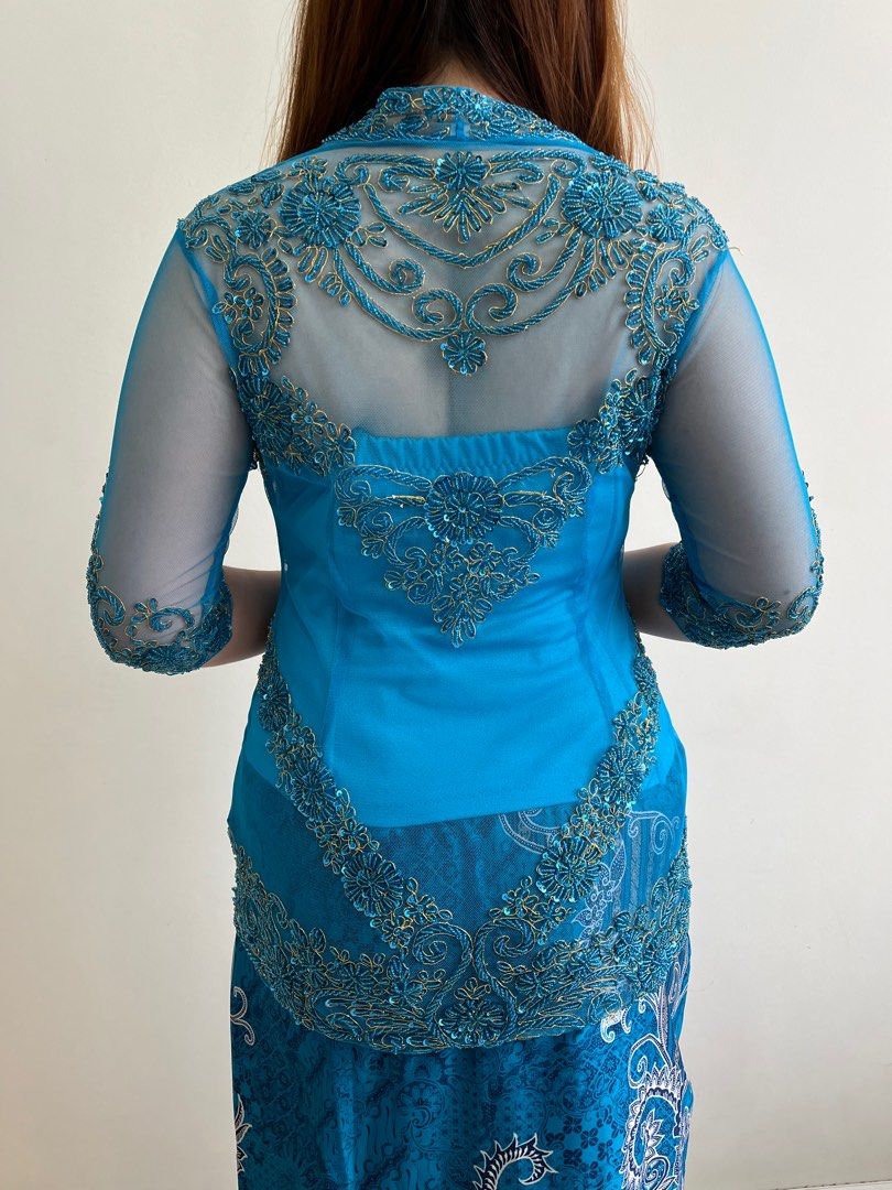 SET KEBAYA WISUDA MODERN BLUE | KEBAYA PAYET, Fesyen Wanita, Pakaian ...