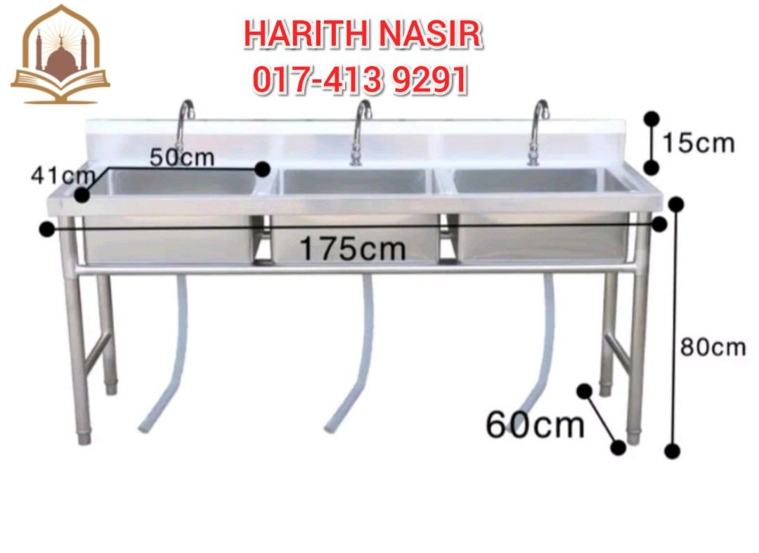 SINKI SINK HEAVY DUTY STAINLESS STEEL BIG SIZE MURAH, Furniture & Home ...