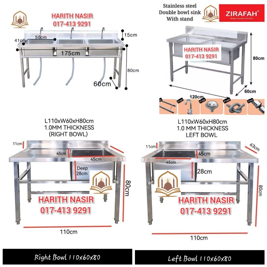 SINKI SINK HEAVY DUTY STAINLESS STEEL BIG SIZE MURAH, Furniture & Home ...