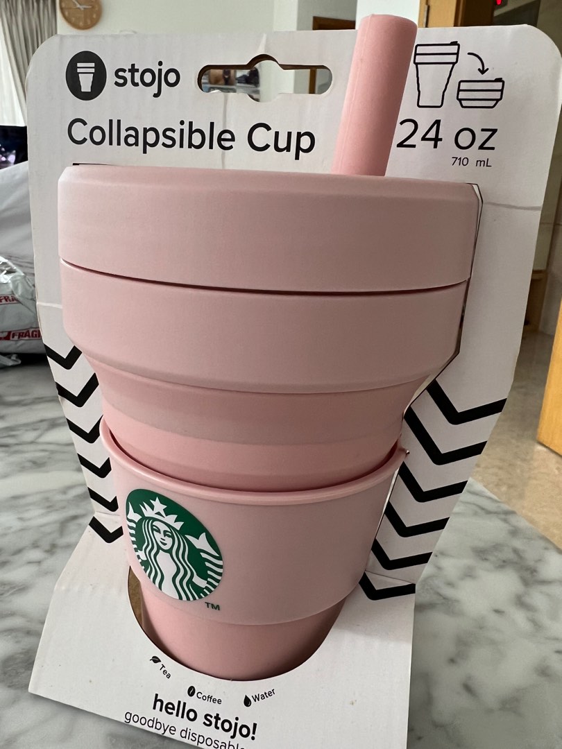 Stojo Pink Collaspsible cup 24oz, Furniture & Home Living, Kitchenware ...