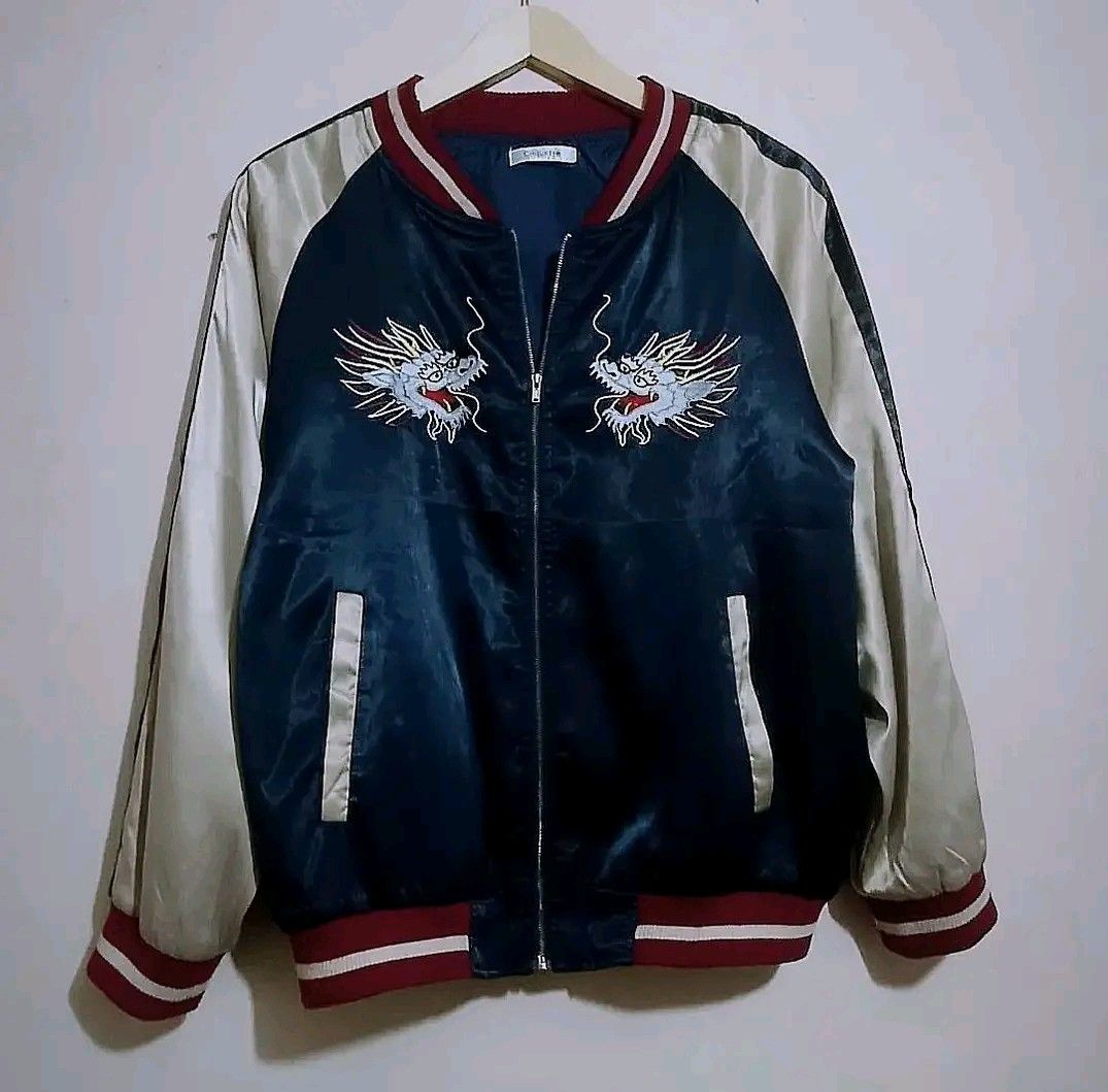 Sukajan Jacket Ryu head Dragon, Fesyen Pria, Pakaian , Atasan di Carousell
