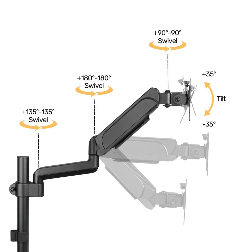 the Aryl™ Single Monitor Pole-Mounted Gas Spring Monitor Arm, Computers ...