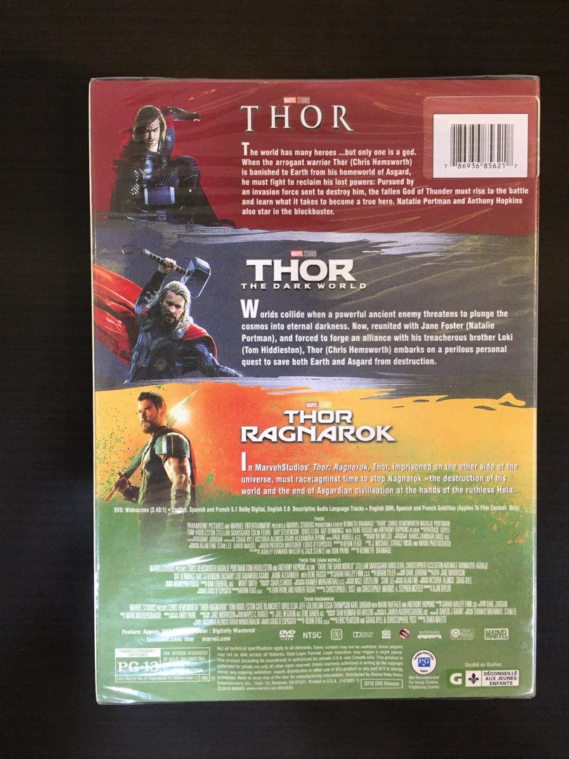 THOR: THOR/ THE DARK WORLD/RAGNAROK (3 DVD MOVIE COLLECTION), Hobbies ...