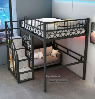 Tiles elevated bed sheet upper multi-functional space-saving modern minimalist bunk bed pavilion ...