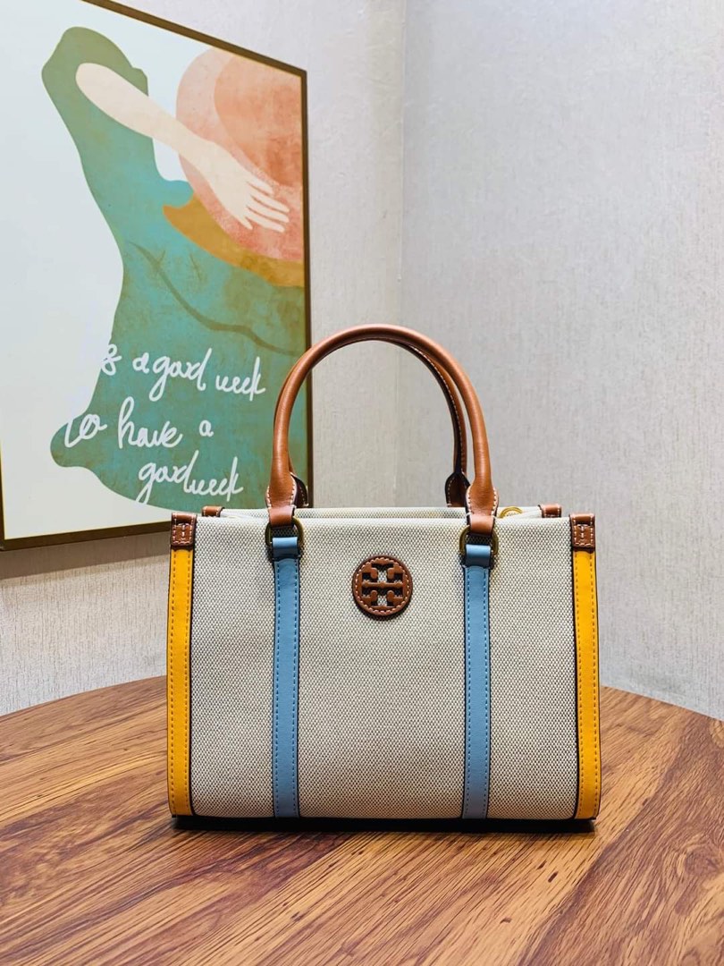 Tory Burch Blake Canvas Mini Tote, Luxury, Bags & Wallets on Carousell