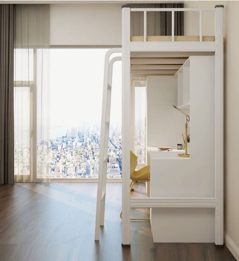 Upper bed and lower table student staff dormitory bed double-layer high ...