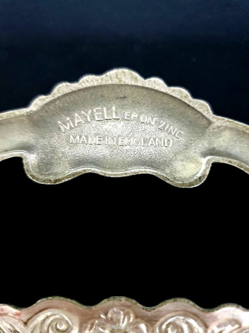 Vintage Made in England MAYELL sliver ep steel oval engraving tray ...
