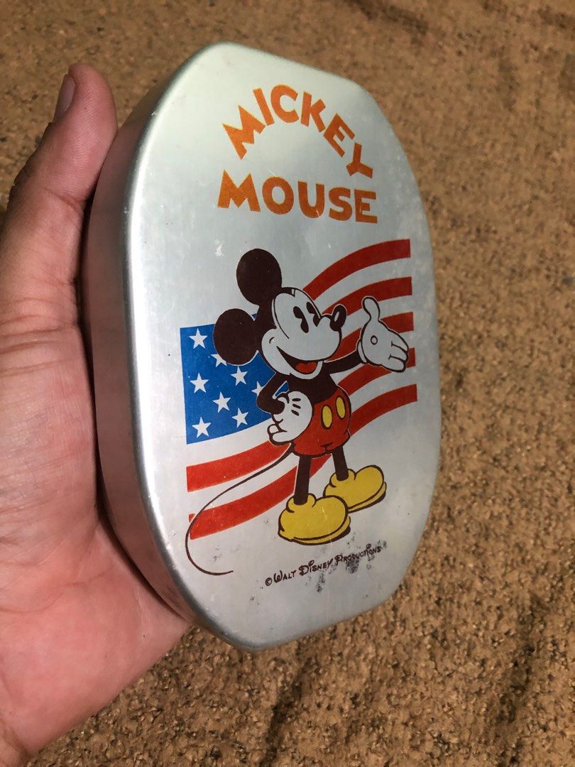 Vintage mickey mouse tin can case on Carousell