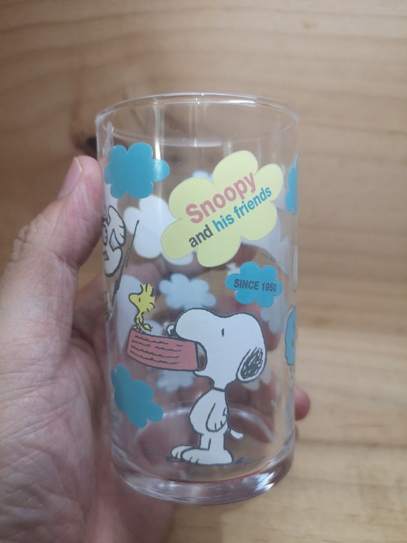 Vintage Snoopy Glass Collection series, Furniture & Home Living ...