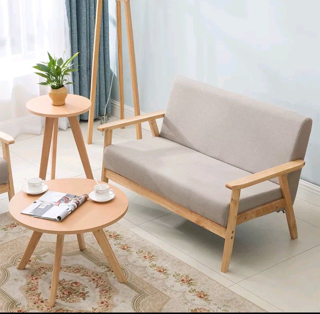 Wood Minimalist Sofa - Muji Inspired 3-seater, Furniture & Home Living ...