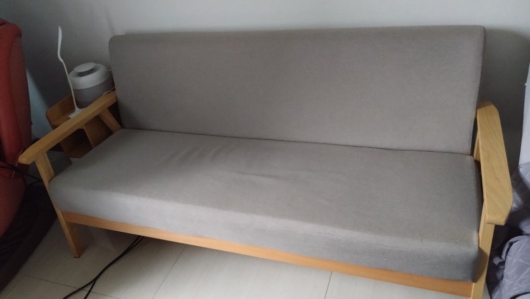 Wood Minimalist Sofa - Muji Inspired 3-seater, Furniture & Home Living ...