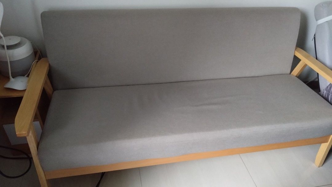 Wood Minimalist Sofa - Muji Inspired 3-seater, Furniture & Home Living ...