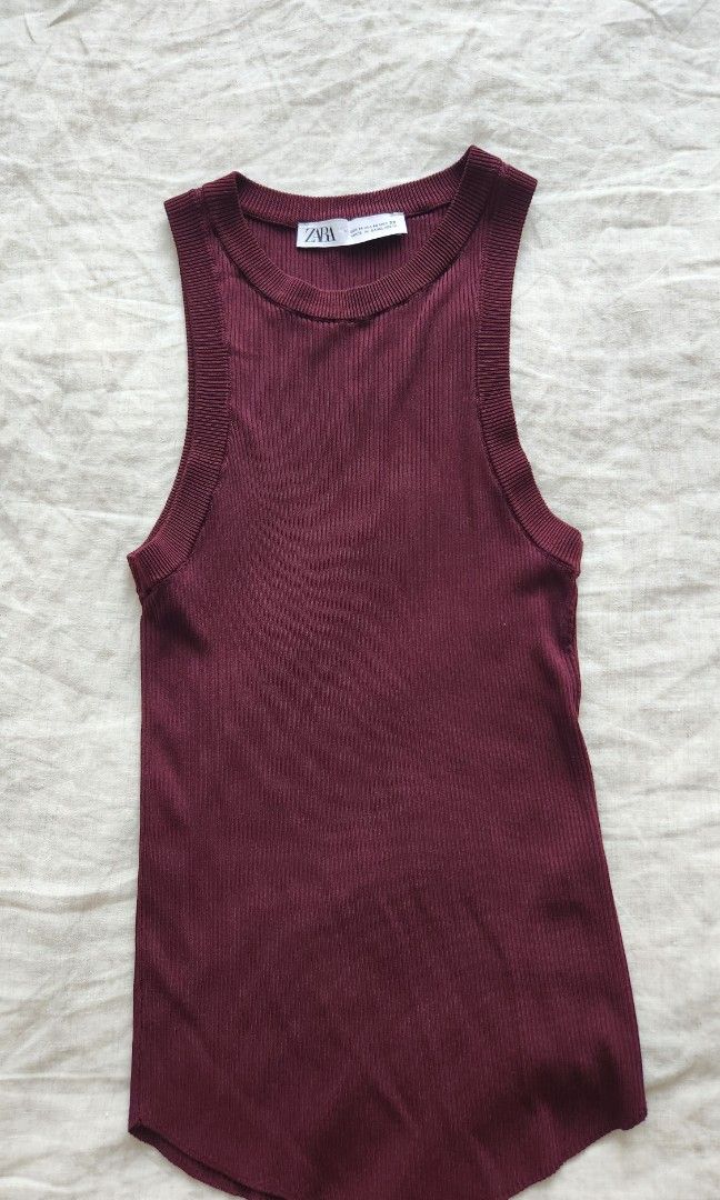 Zara Ribbed Tank, Women's Fashion, Tops, Sleeveless on Carousell