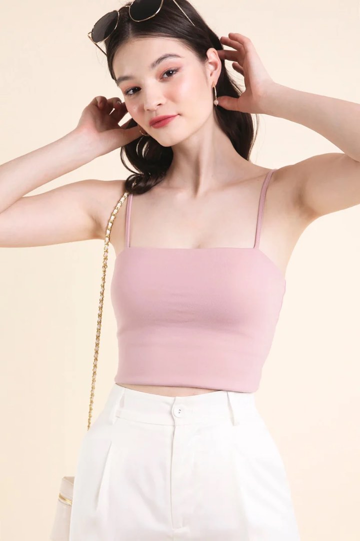 Zora Padded Spag Top in Pink, Women's Fashion, Tops, Sleeveless on ...