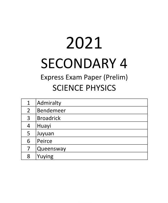 2021 Sec 4 Express Science Physics Prelim (Softcopy), Hobbies & Toys ...