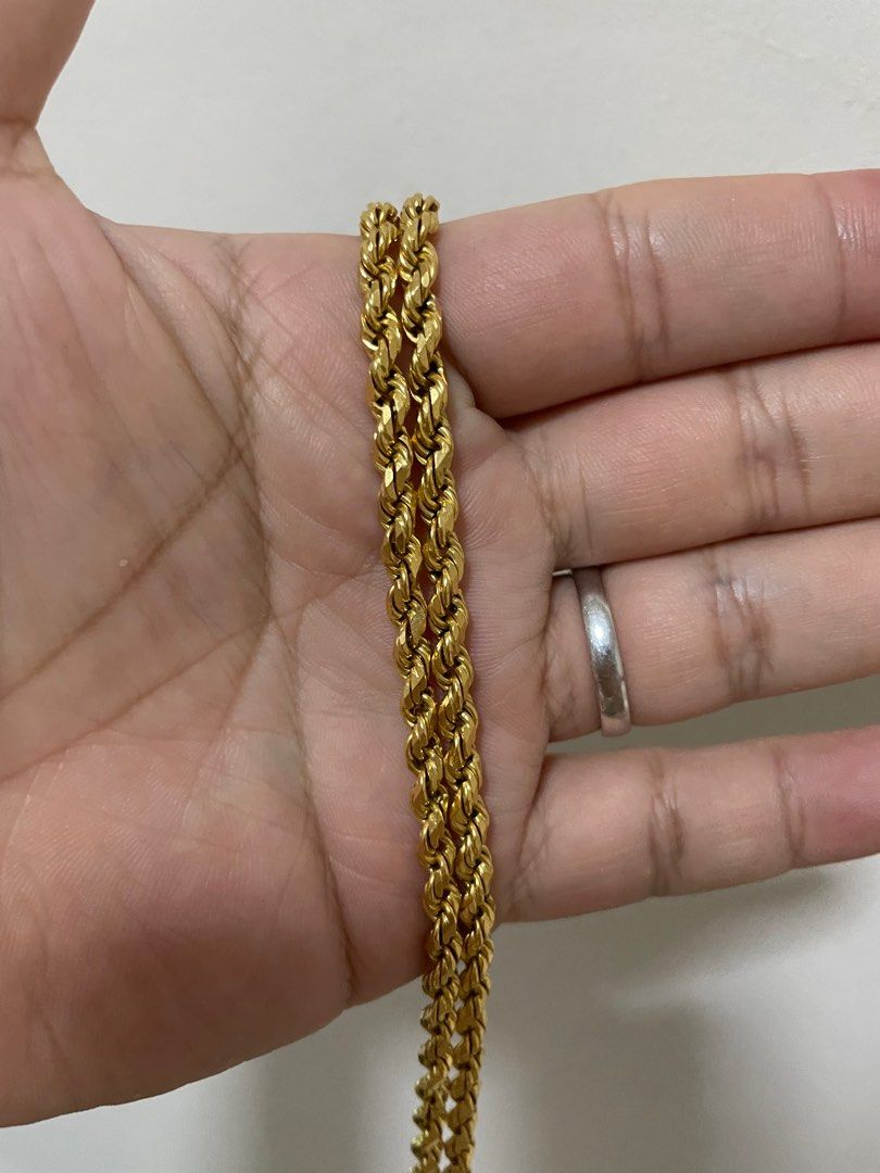 22k 916 solid gold rope chain, Men's Fashion, Watches & Accessories ...