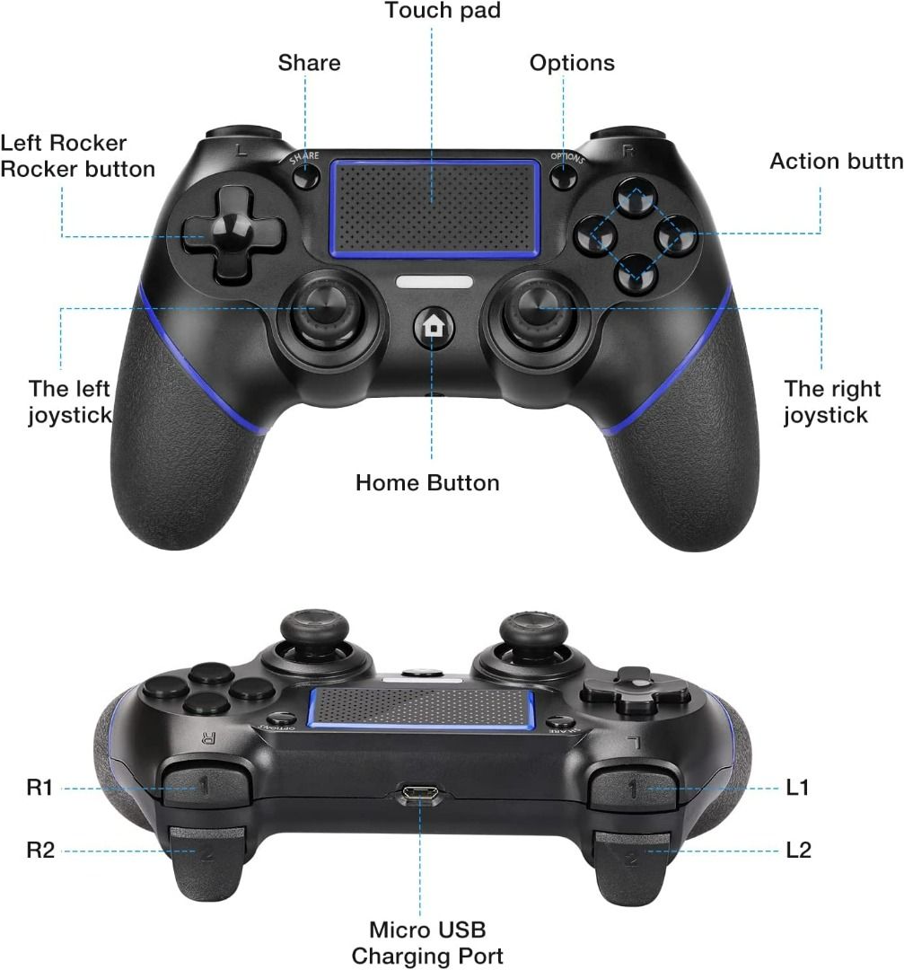 2301) Y TEAM WIRELESS CONTROLLER FOR PS4, WIRELESS PS4 GAMING ...