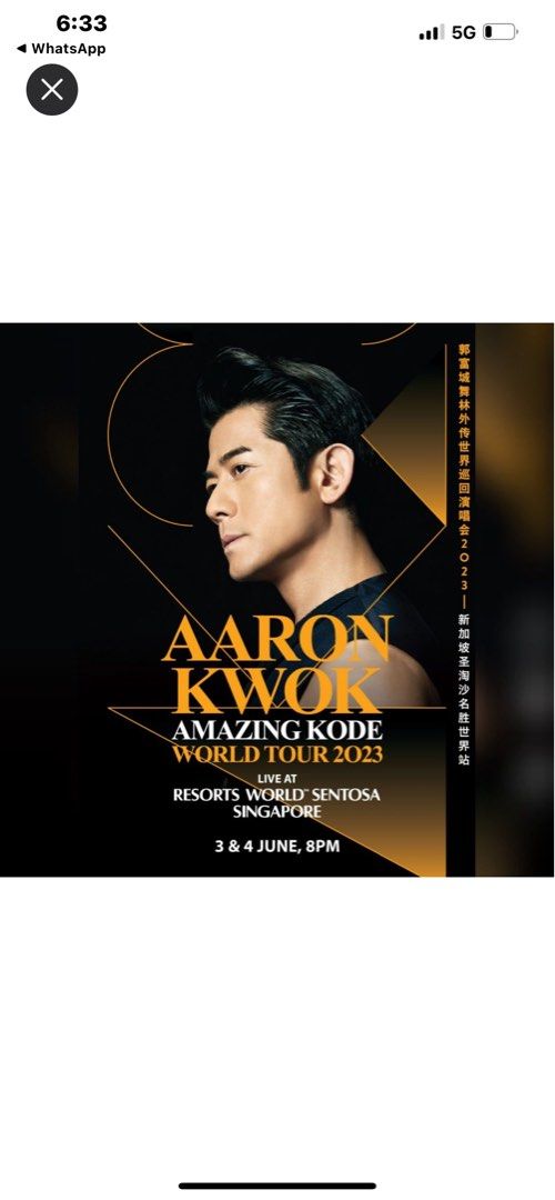 Aaron Kwok Concert, Tickets & Vouchers, Event Tickets on Carousell