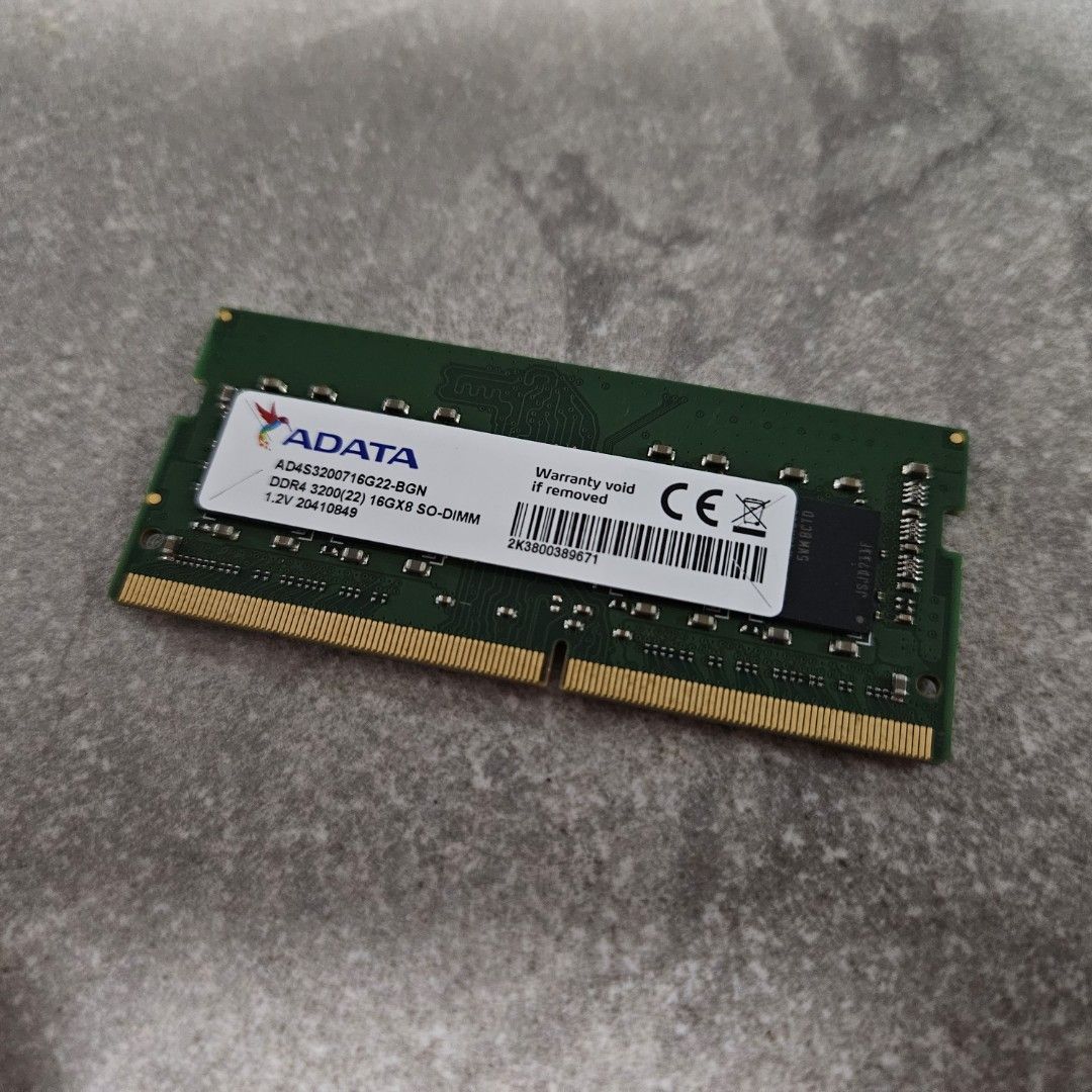 ADATA DDR4 16GB-3200 SODIMM Memory RAM, Computers & Tech, Parts ...