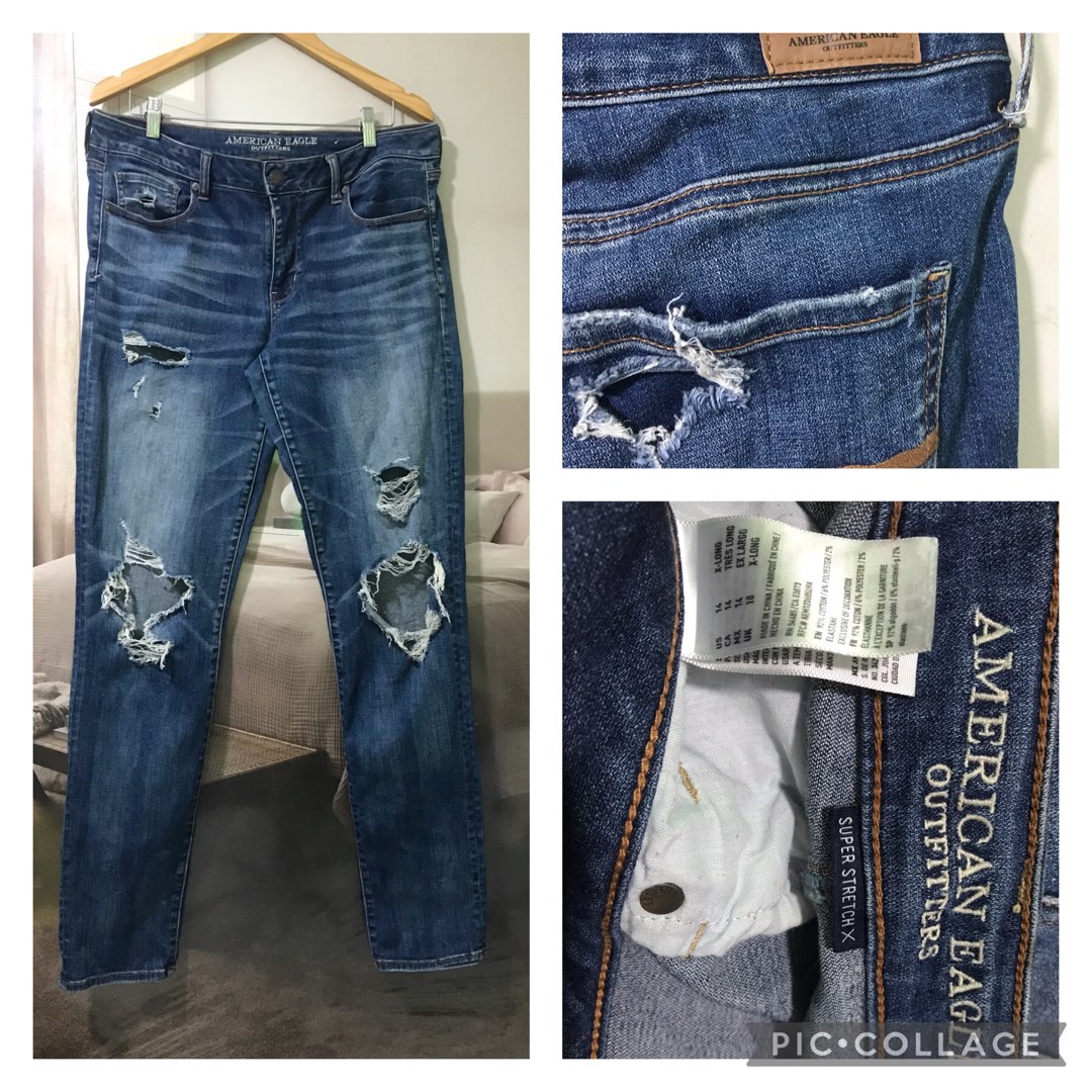 American Eagle tattered jeans, Women's Fashion, Bottoms, Jeans on Carousell