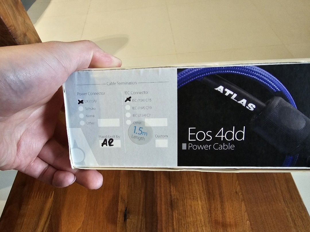 Atlas EOS 4DD power cord UK plug 1.5m, Audio, Other Audio Equipment on ...