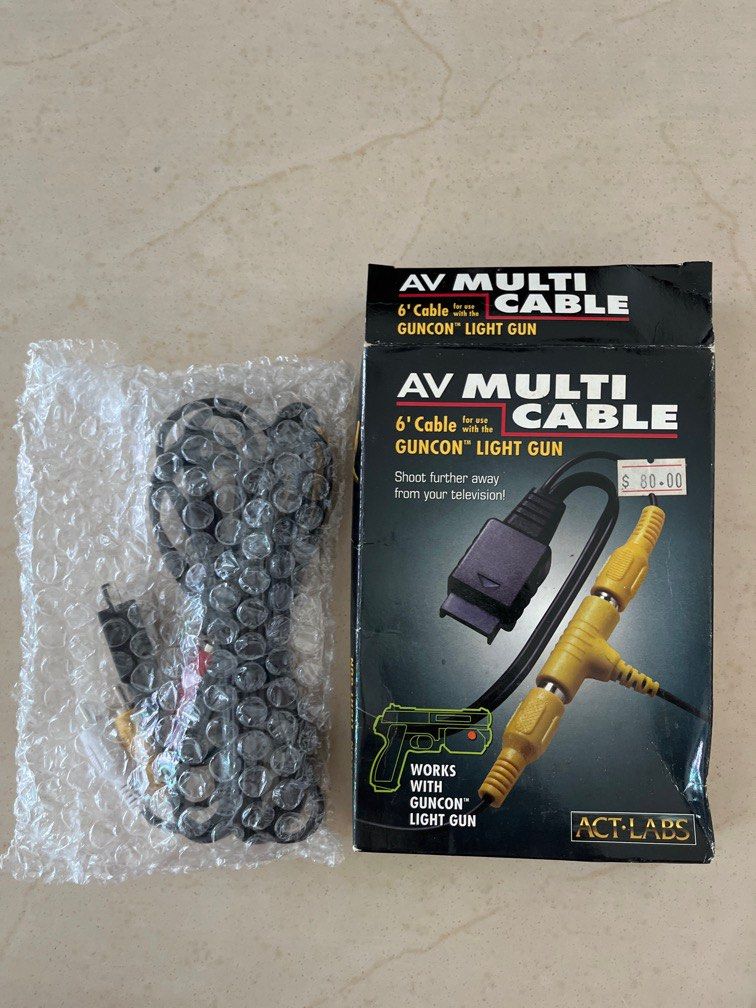 AV Multiable Cable (6’ Cable works with Guncon Light Gun), 電子遊戲, 遊戲機配件 ...