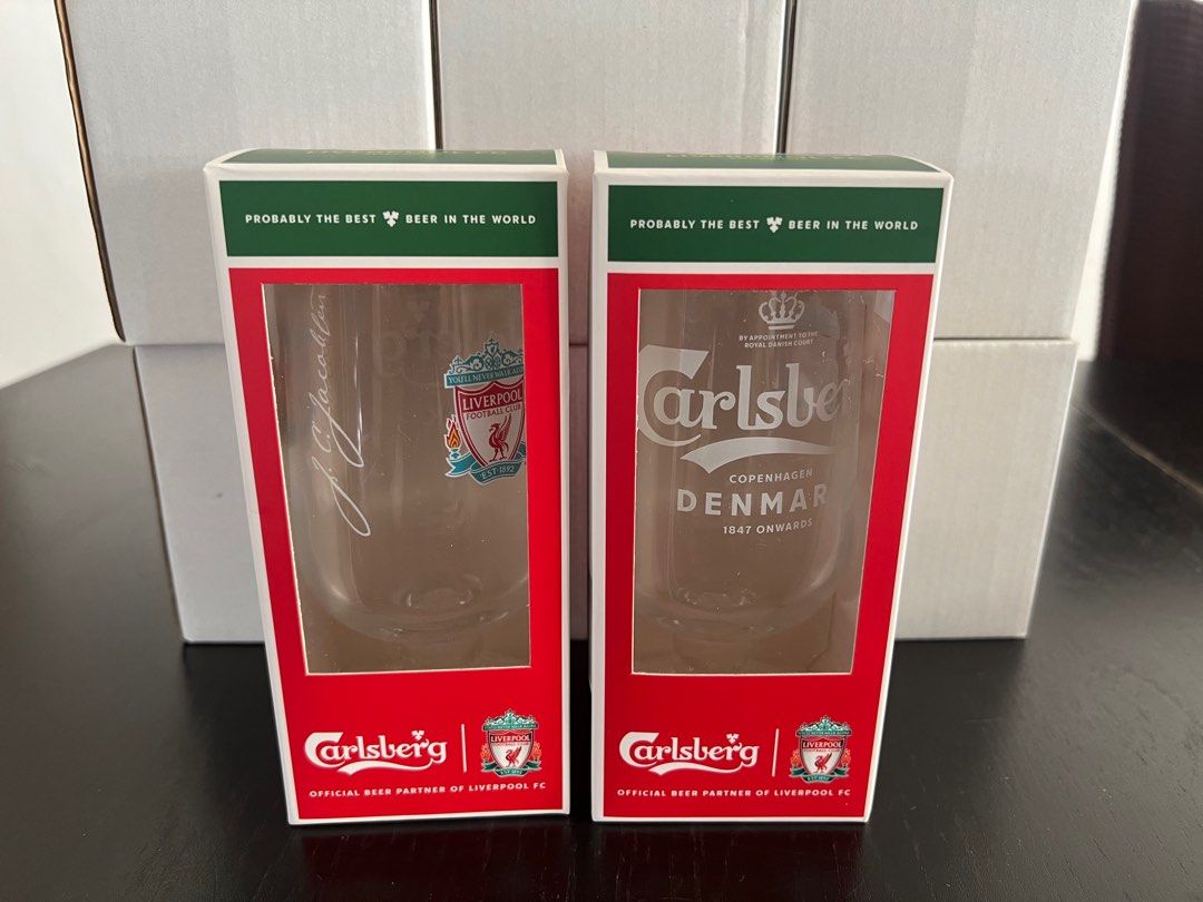 BNIB Liverpool FC x Carlsberg Pilsner beer pint glass, Furniture & Home ...